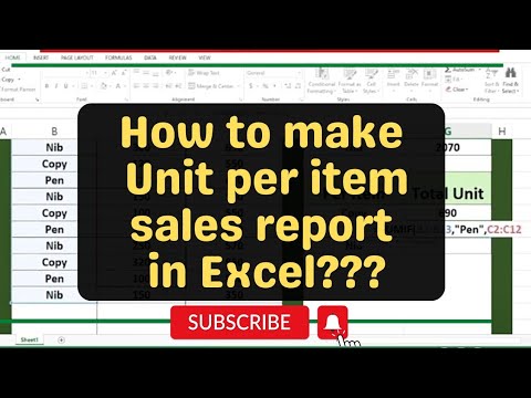 How to Make Unit per Item Sale Report in Excel - YouTube