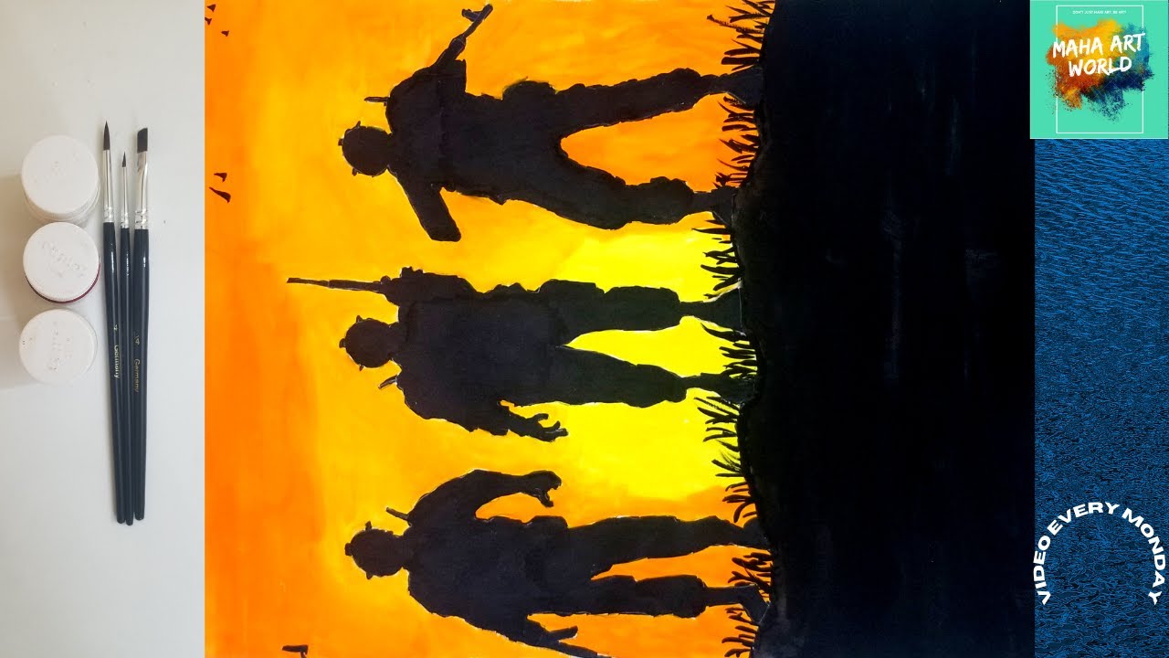how to draw national security day drawing | using poster color ...