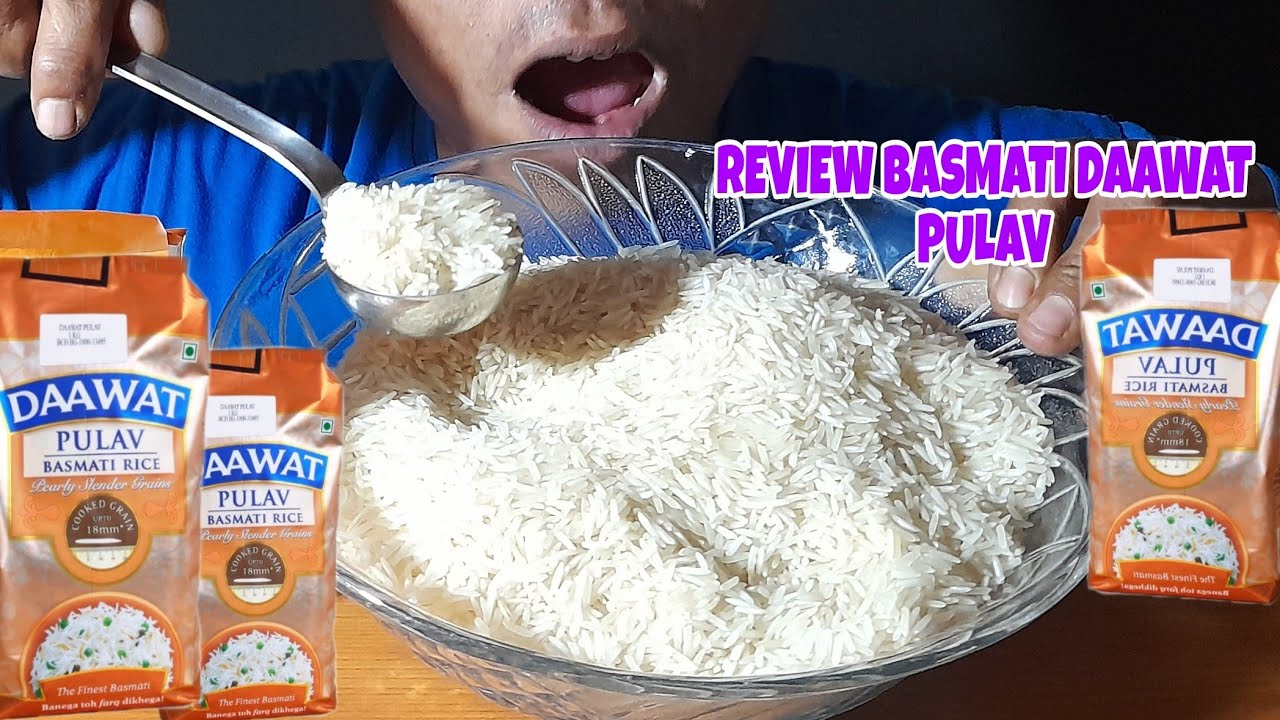 Suapan full centong||review beras basmati daawat pulav||asmr raw rice ...
