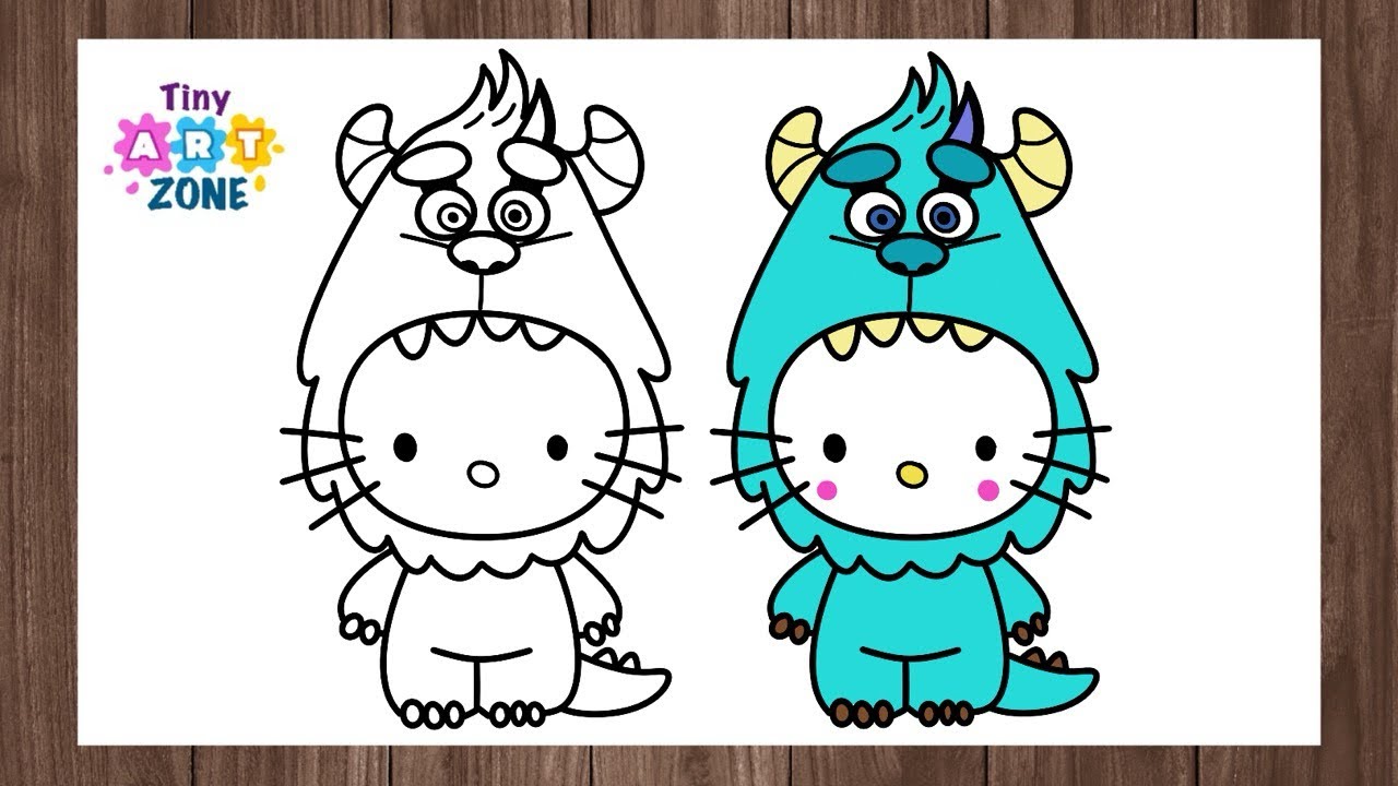 Hello Kitty monster | Hello Kitty Drawing | Tiny Art Zone - YouTube
