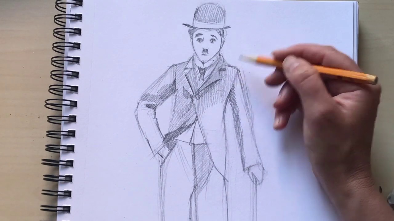 Charlie Chaplin. Drawing series "Movie Stars''. Episode1. - YouTube