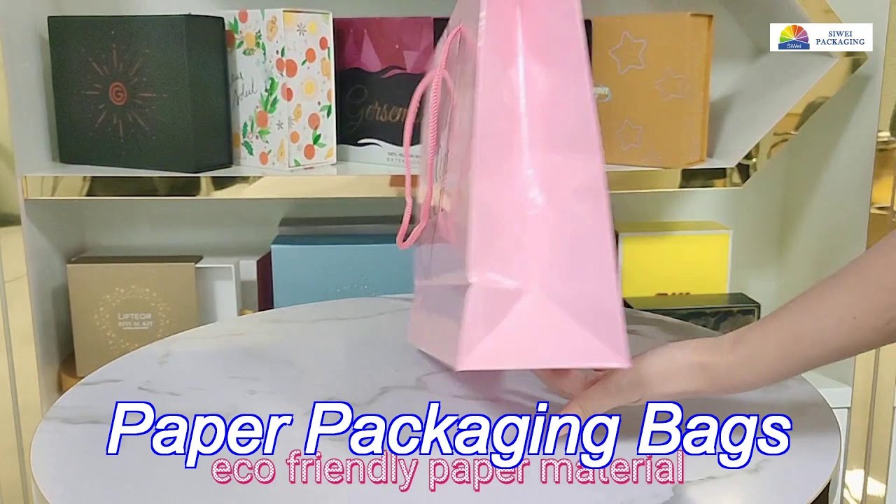 Glossy Lamination Coated Paper Bags Packaging Cosmetic With Handle ...