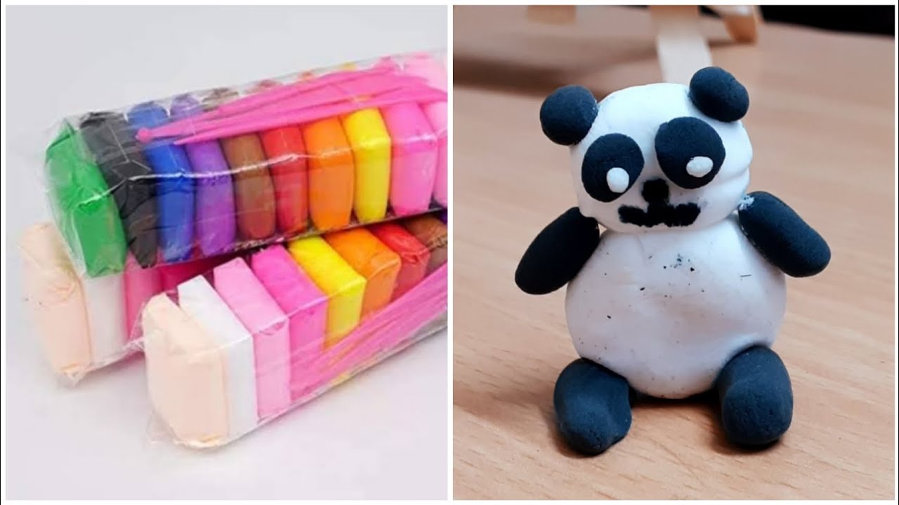 diy panda using super clay | air dry clay cute panda #diy #clayart # ...