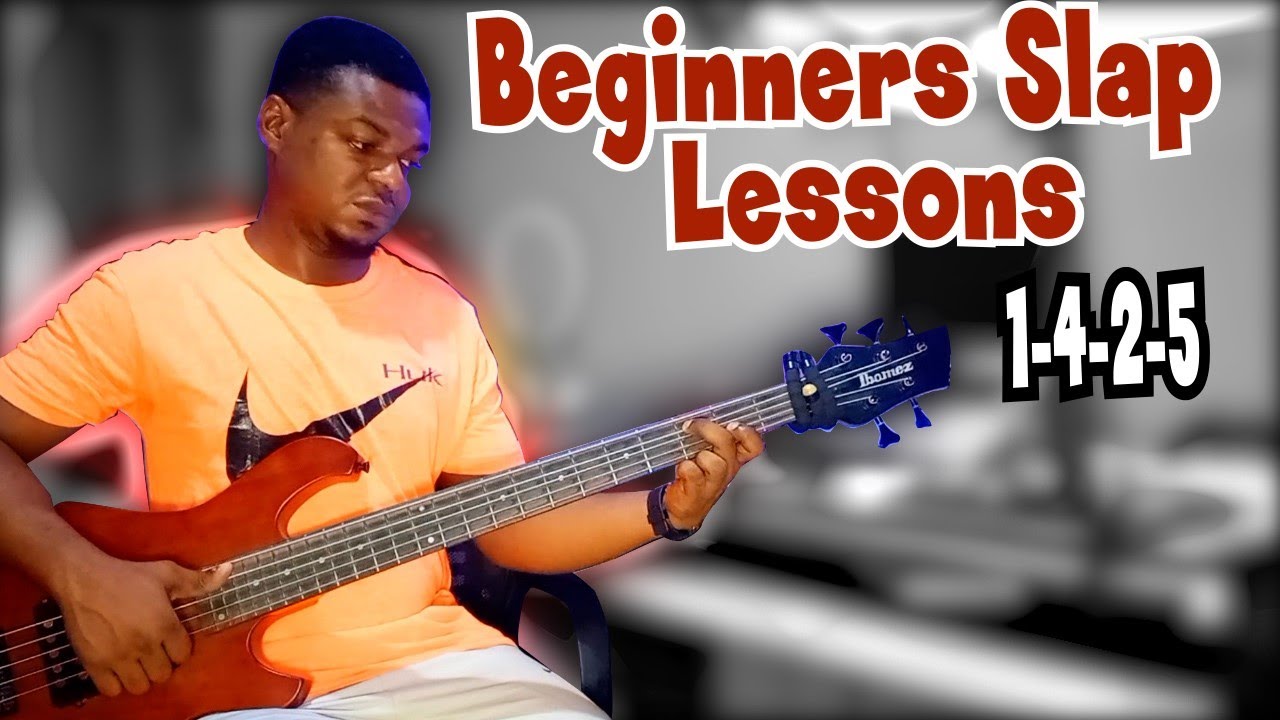 How To Slap on Bass Guitar on 1-4-2-5 BEGINNERS BASS LESSON 1 - YouTube