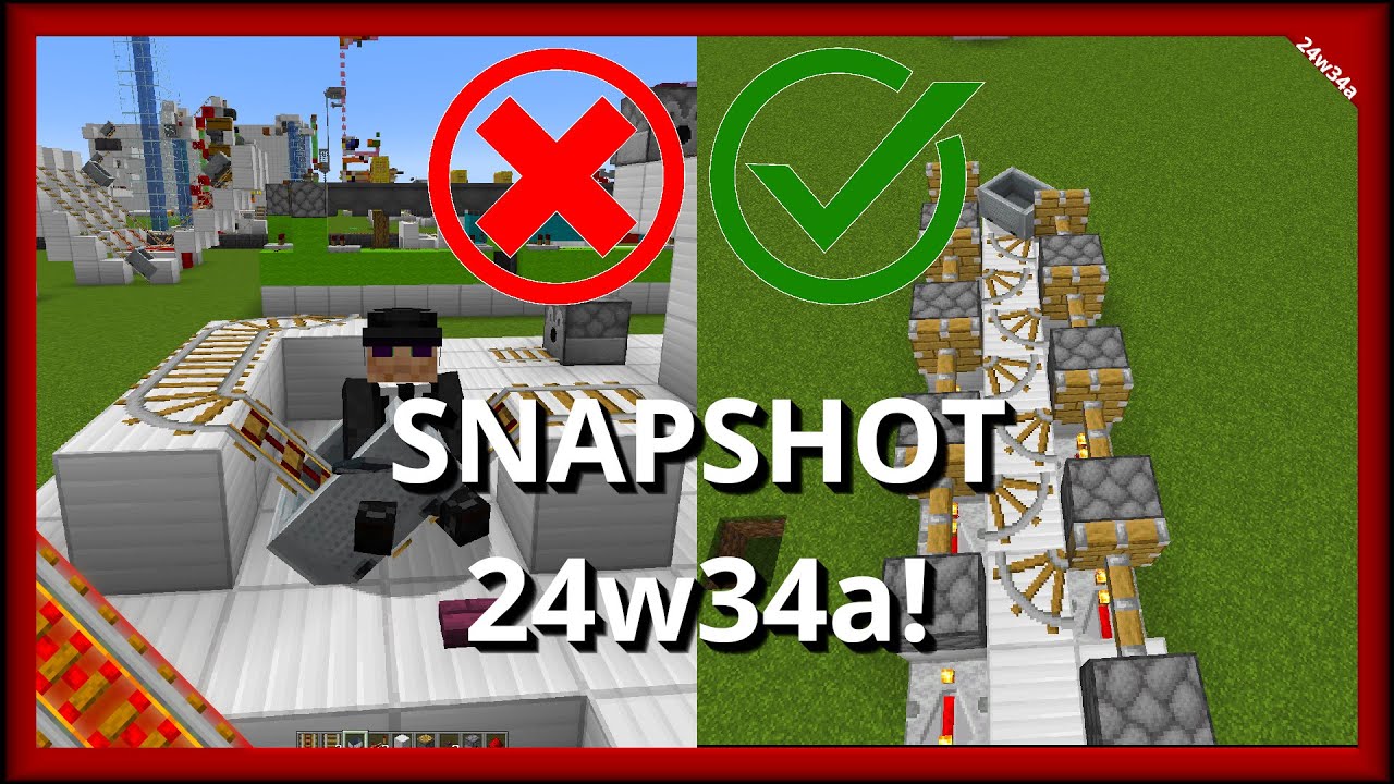 Snapshot 24w34a: The Return of Piston Bolts! (Minecart Experiments) - YouTube