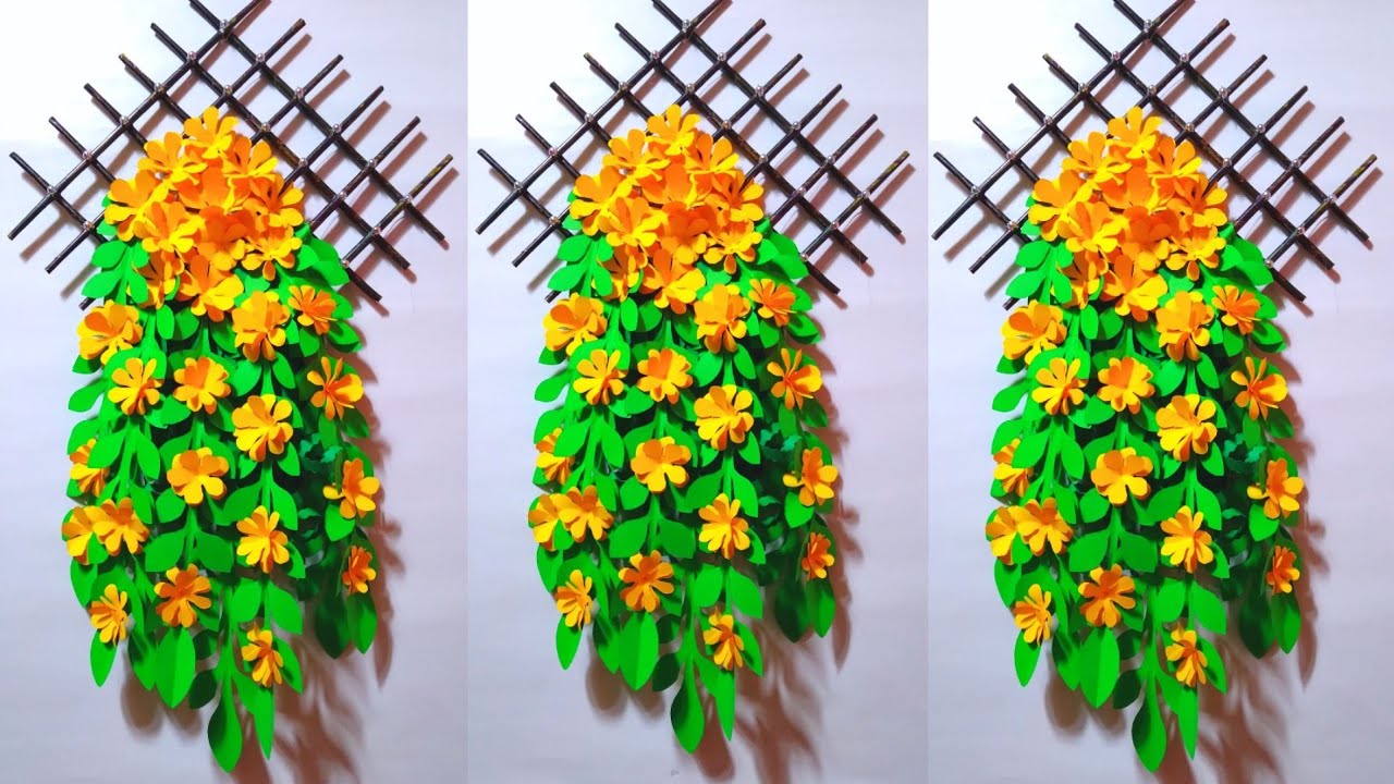 How to make beautiful paper flowers wall hanging / a4 biththi sarasili ...