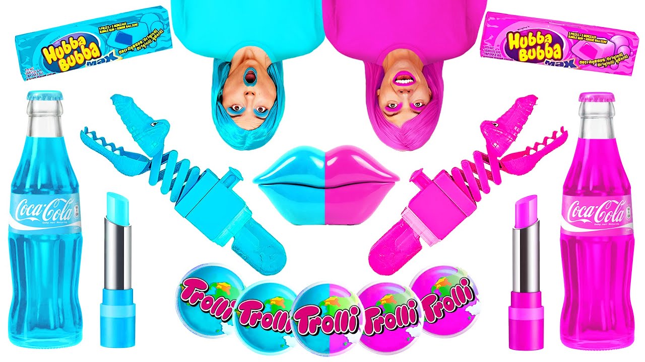 Pink Food vs Blue Food Color Challenge | Edible Battle by AZaZa ...