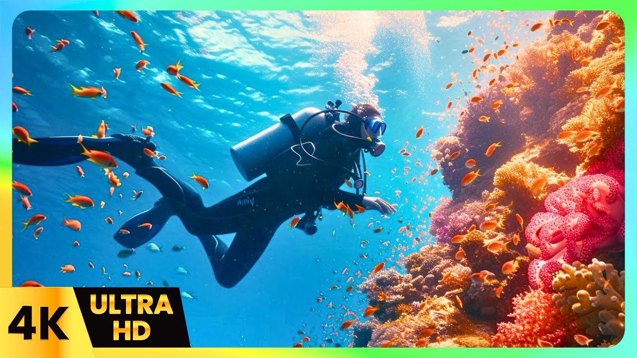 4K Tropical Colorful Coral Reef - Relaxing Piano for a Good Day | 4K ...