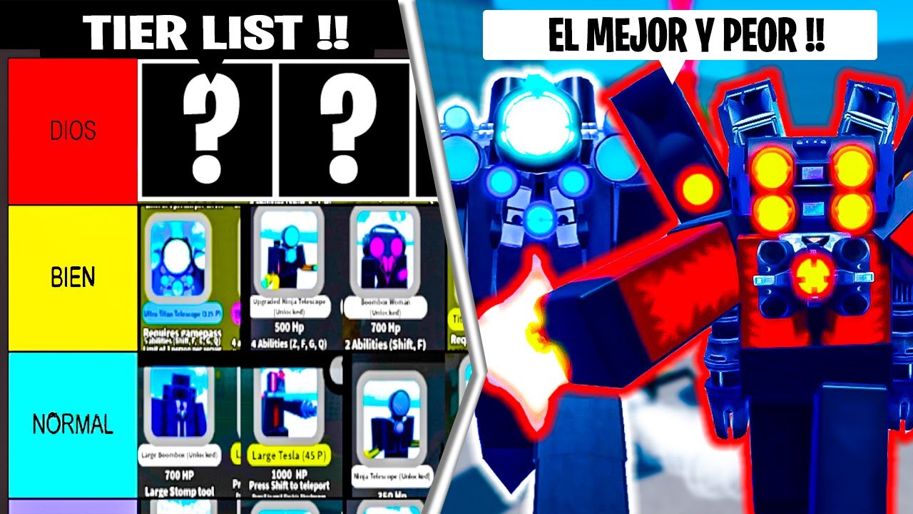 TODAS las UNIDADES Tier List *LA MEJOR Y PEOR* Ranking Roblox Skibidi ...