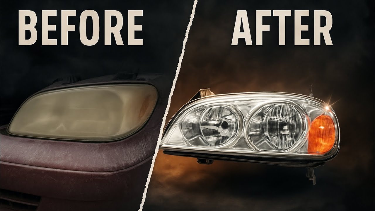 How to Clean Car Headlights at Home.Light Glass Cleaning. - YouTube