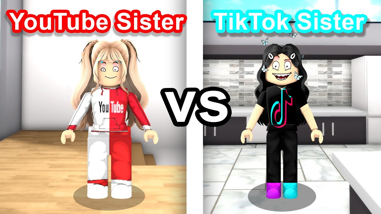 Roblox YouTuber Sister VS TikTok Sister in Brookhaven... - YouTube