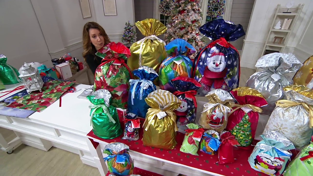 Kringle Express 70-Piece Drawstring Gift Bag Set with Tags on QVC - YouTube