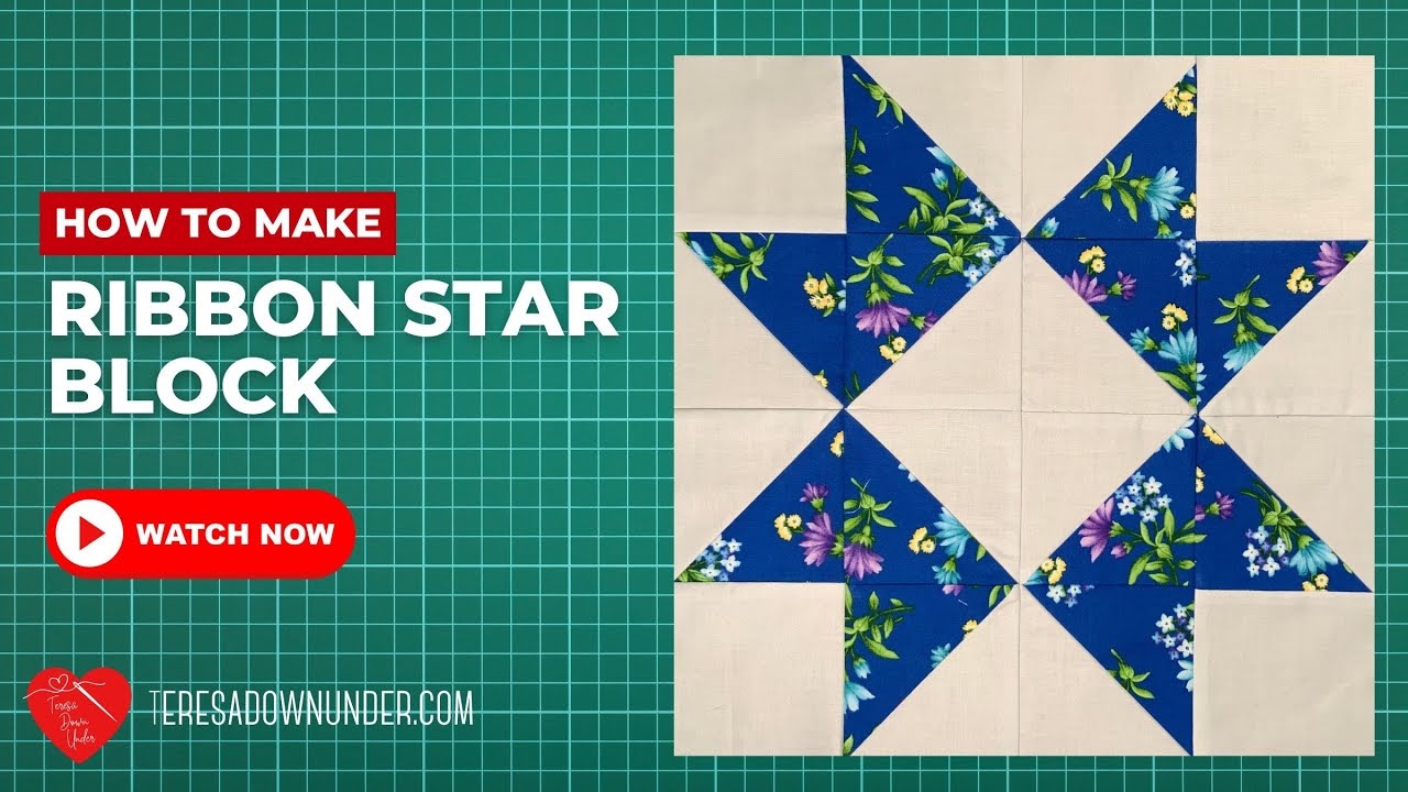 How to make a Ribbon star quilt block video tutorial - YouTube