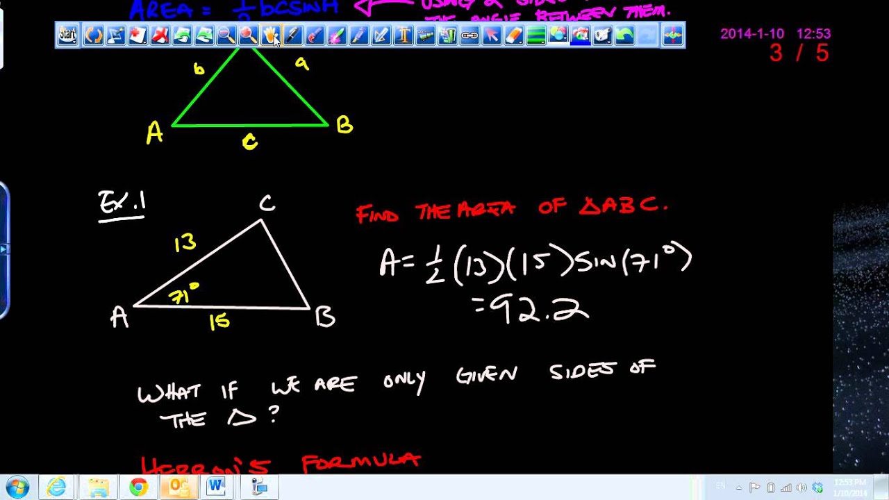 Area of Triangles Pre Cal - YouTube