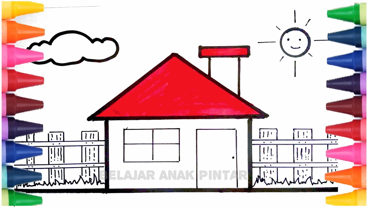 Very Easy Drawing House Colorful from shapes 🏠, easy coloring for kids ...