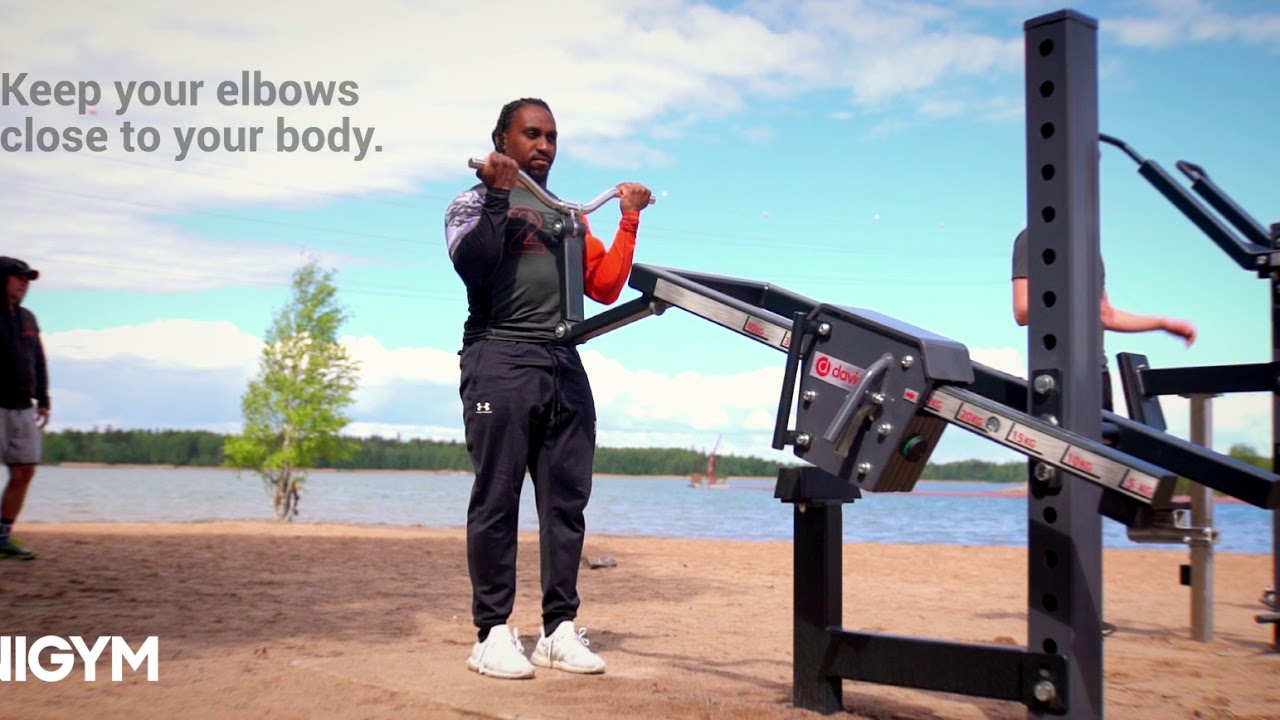 How to use Omnigym Biceps Curl outdoor fitness equipment - YouTube