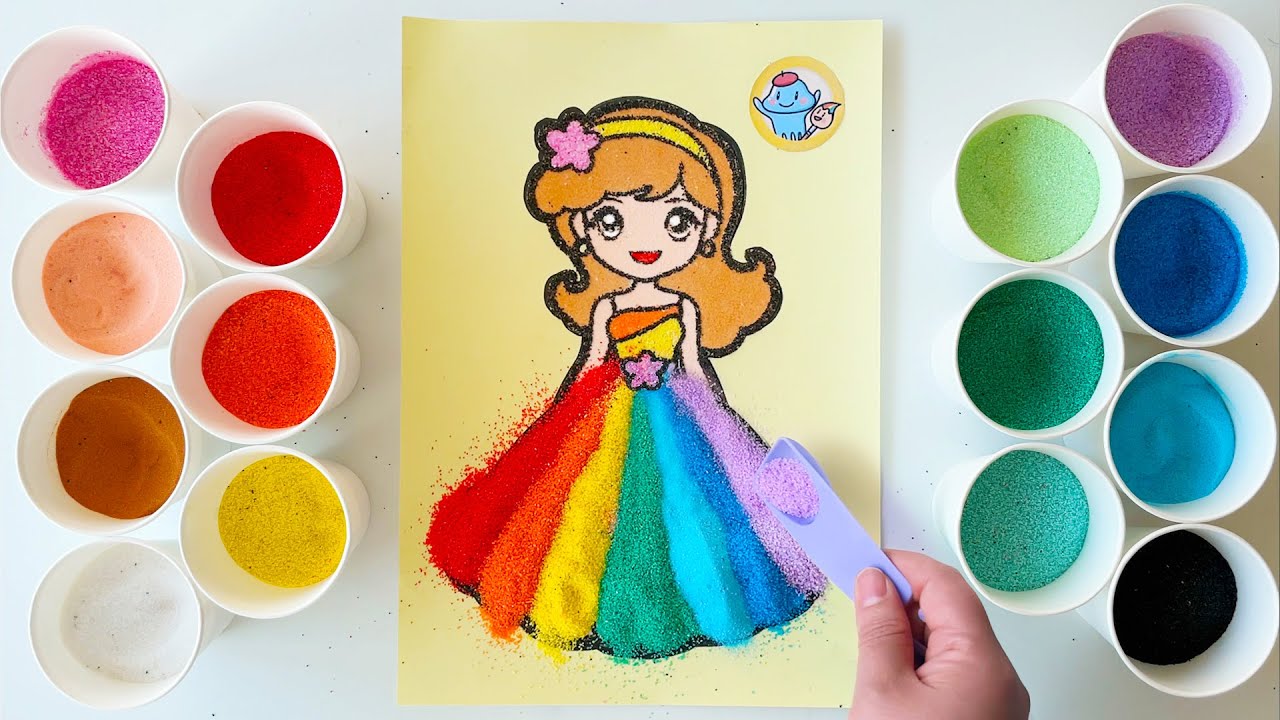 How to Draw & Sand painting a Pretty Princess for Kids and Toddlers ...