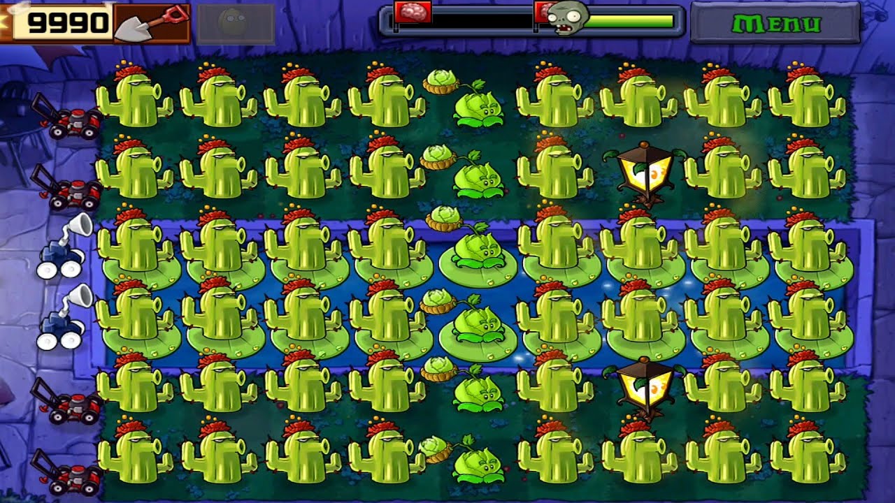 PVZ | ADVENTURE FOG LEVEL 3 | CACTUS AND CABBAGE-PULT | FULL HD ...