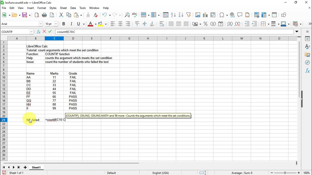 LibreOffice Calc: COUNTIF function #libreofficetutorial #libreofficecalc #countif - YouTube