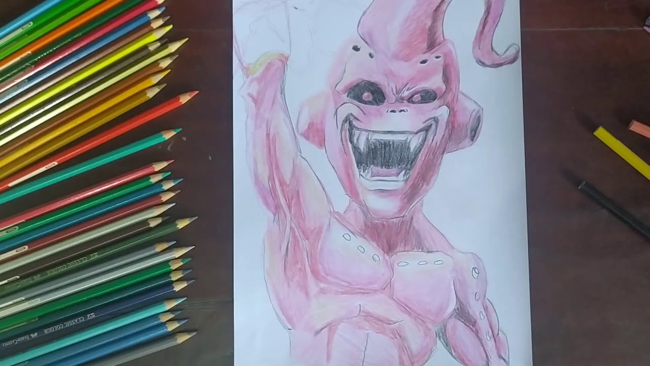 Draw Majin Buu Dragon Ball GT | Pencil colour #drawviral #espanol - YouTube