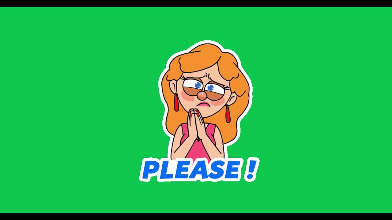 Cartoon Girl Saying - Please! - Green Screen Video For Video Editing ...