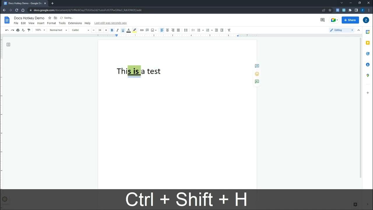 Docs Hotkey Demo for Chrome Web Store v0.1 - YouTube