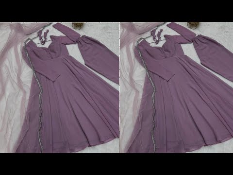 princess cut long frock cutting and stitching/full flair long frock ...
