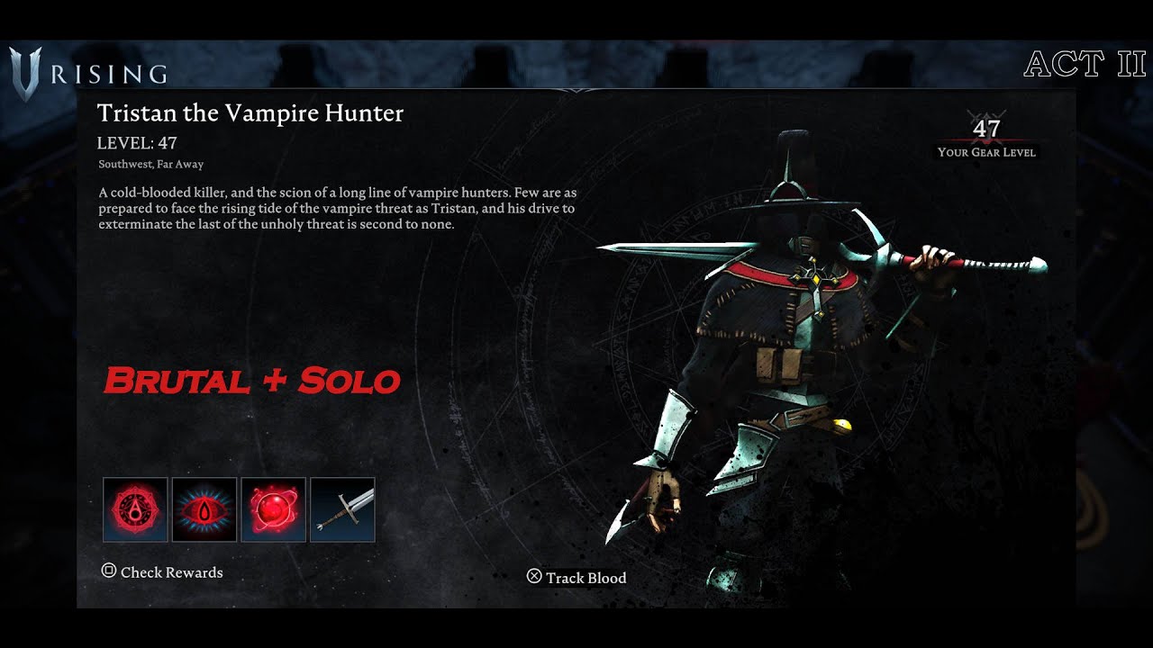 Tristan the Vampire Hunter Brutal Difficulty, Solo V Rising Gameplay ...