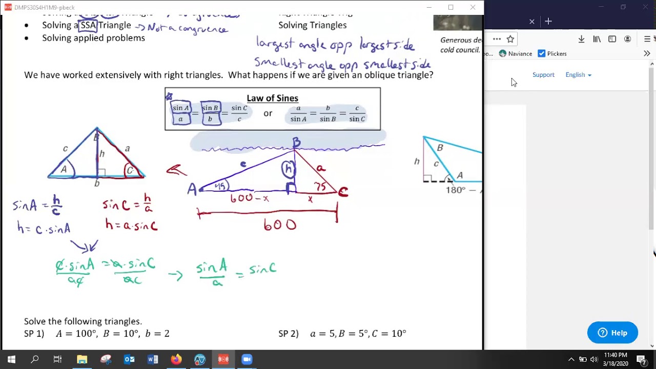 Law Of Sines Part 1 Explanation And Proof YouTube Law Of Sines Part 1 Explanation And Proof YouTube