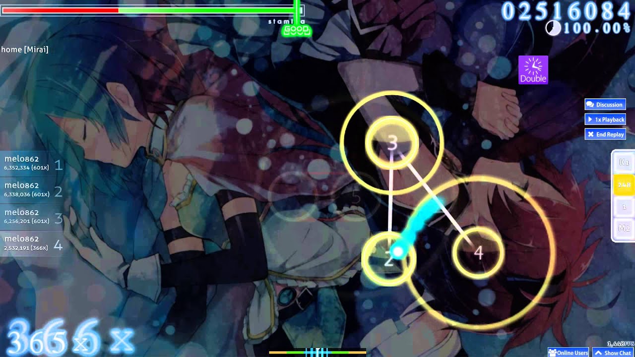 osu! Kitamura Eri & Nonaka Ai - and I'm home [Mirai] +DT - YouTube