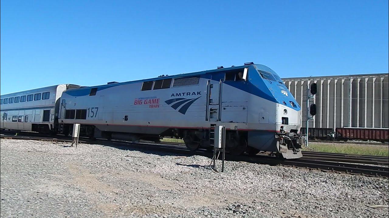 Amtrak Big game train going through Saginaw - YouTube