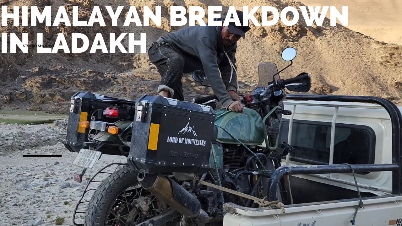 Himalayan got punctured in Ladakh | Bike Uthana Pada Mahindra pik up ...