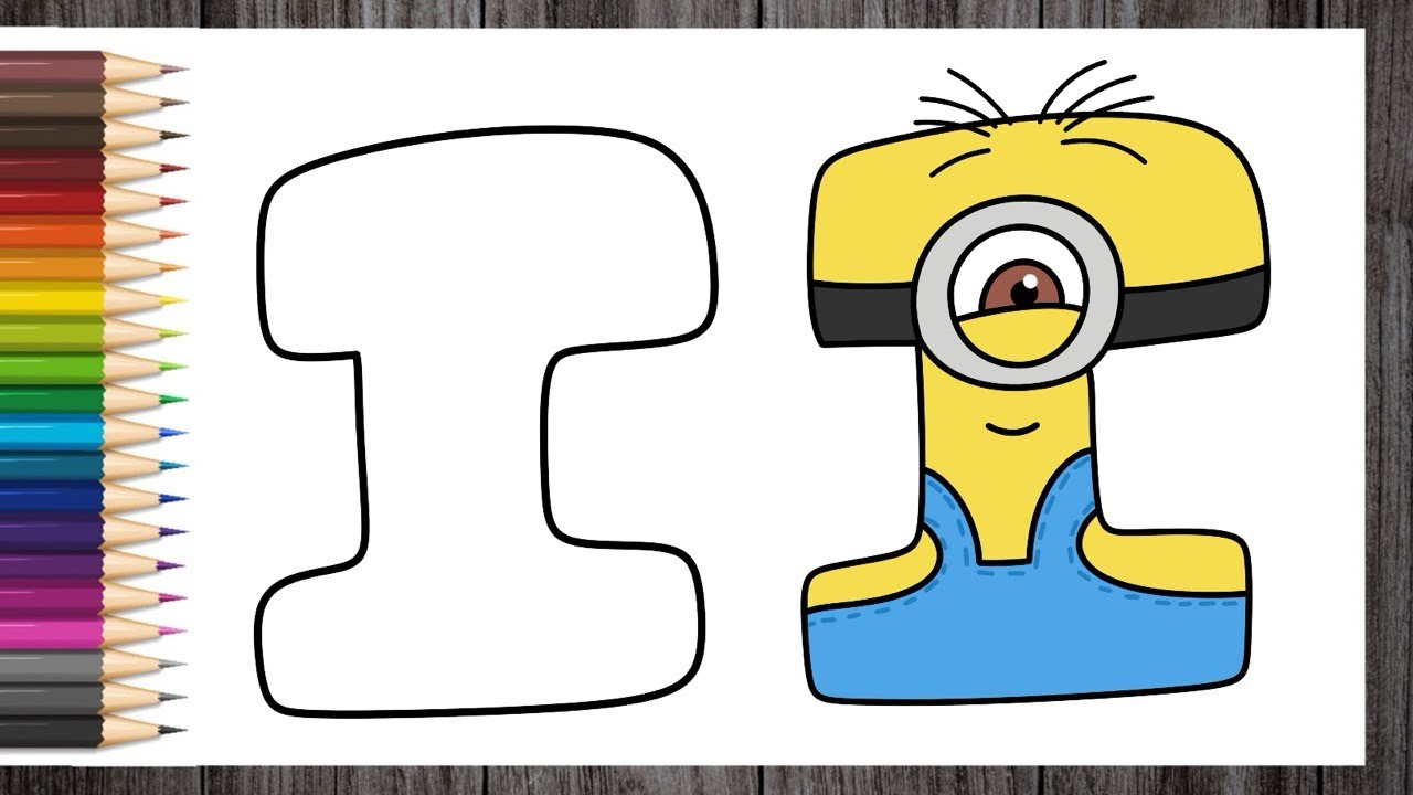 How to Draw Alphabet I Minion Cartoon Easy for Kids | Alphabet Drawing ...