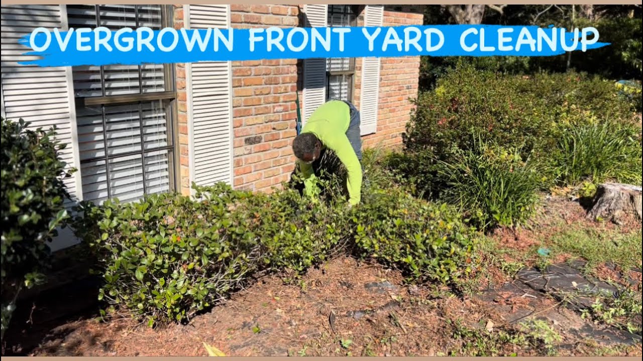 OVERGROWN FRONT YARD CLEANUP-GARDEN BED MAKEOVER - YouTube
