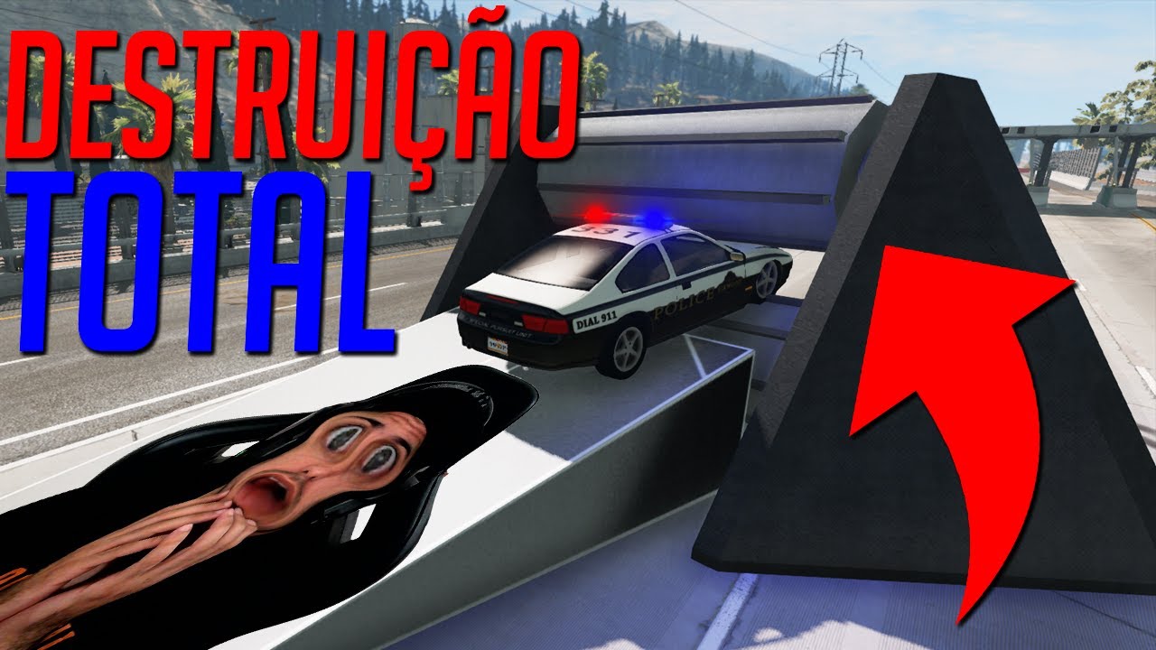 DESAFIO do ROLO COMPRESSOR com carros da POLÍCIA no BeamNG Drive - YouTube