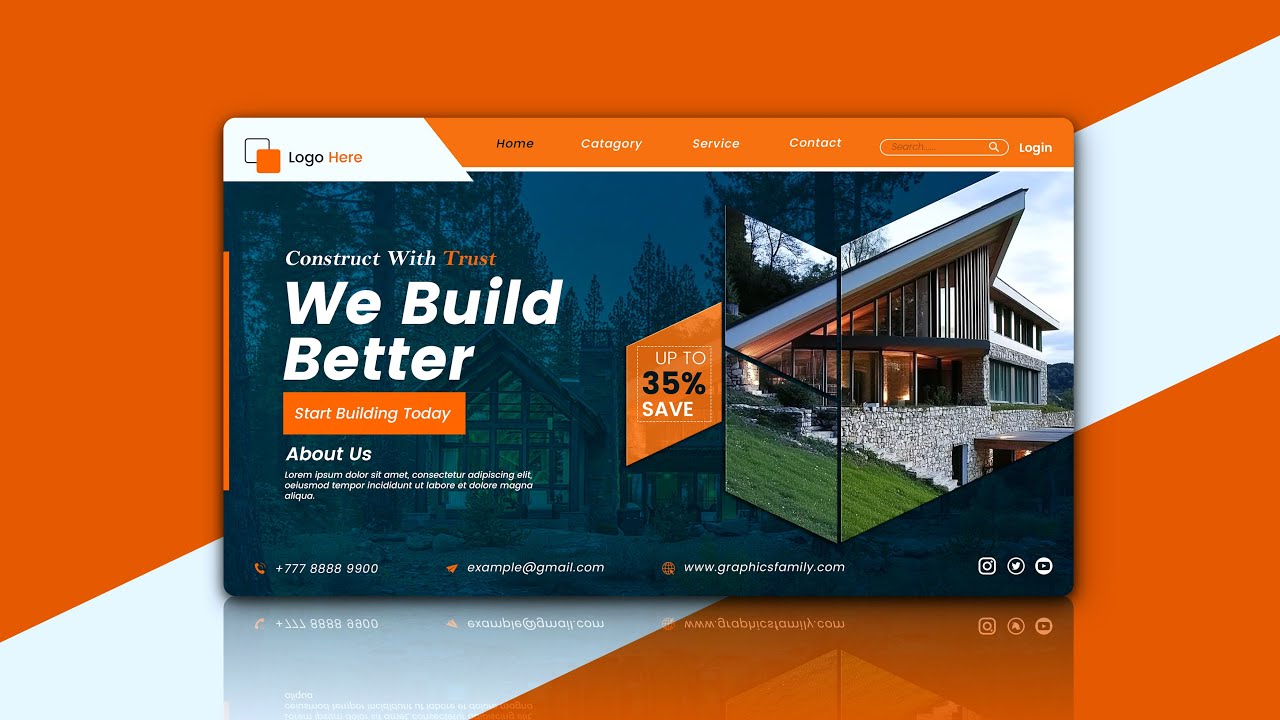 How to Design a Modern Construction Website Banner in Photoshop - YouTube