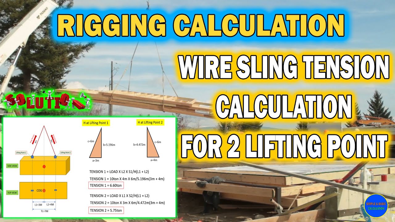 Sling Tension Calculation for 2 Lifting Point #rigging #lifting #crane ...