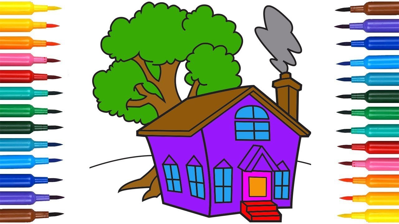 Learn Colors for Kids with House Coloring Pages For Baby Kids Toddlers ...