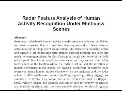 Radar Feature Analysis of Human Activity Recognition Under Multiview Scenes - YouTube