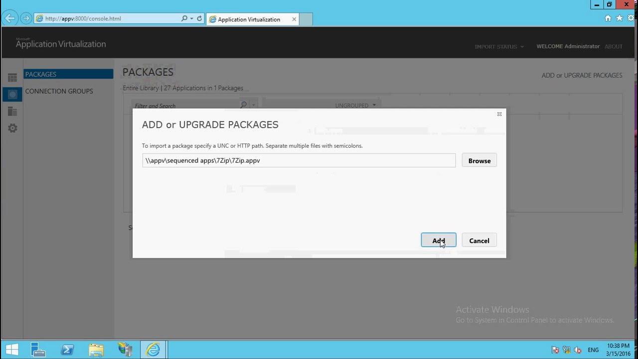 Appv 5 adding packages in the console - YouTube