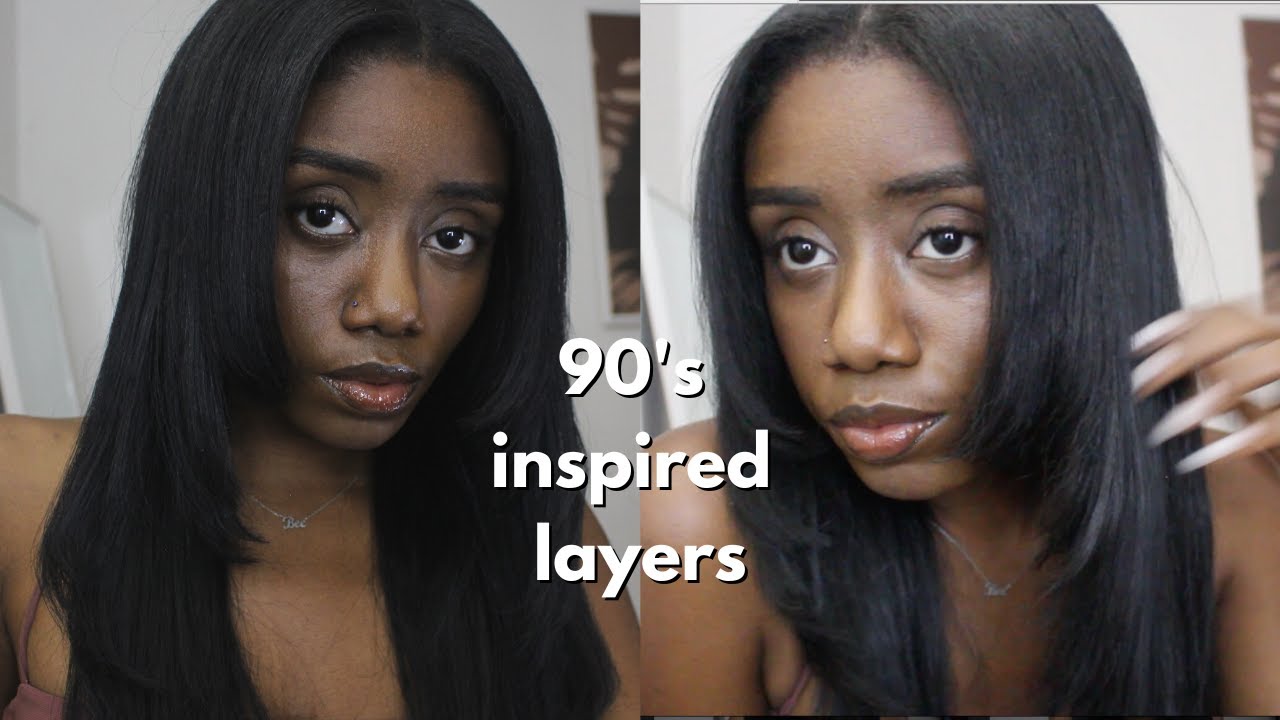 HOW TO: cut 90's inspired long layers on sew in weave hair - YouTube