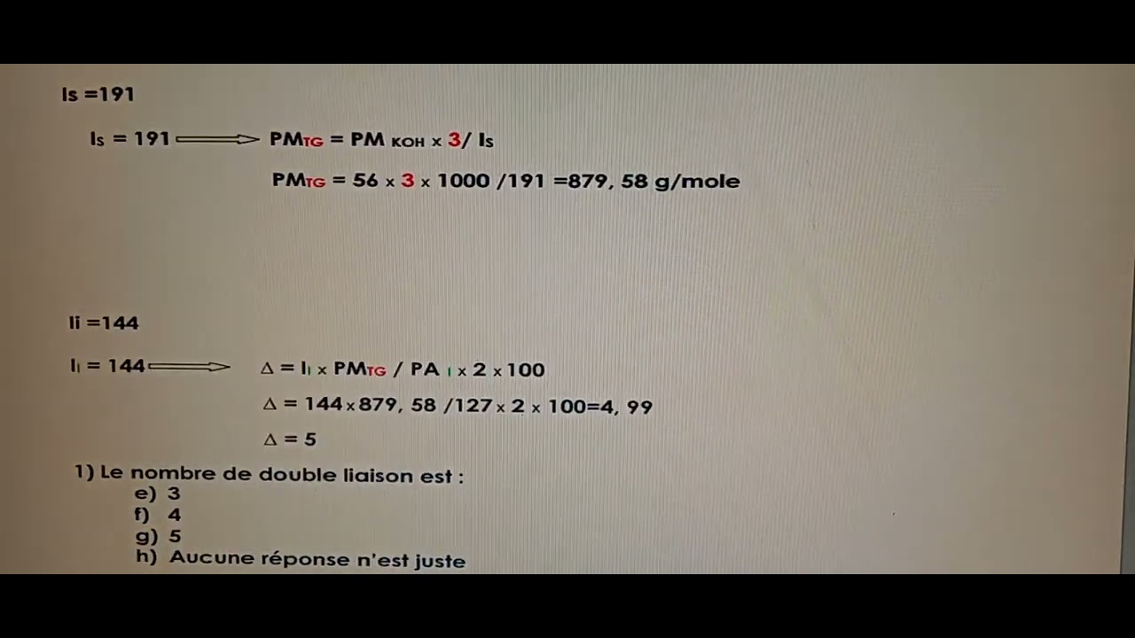 Exercice N°6 Td N°3 Des Lipides+Question 14 - YouTube
