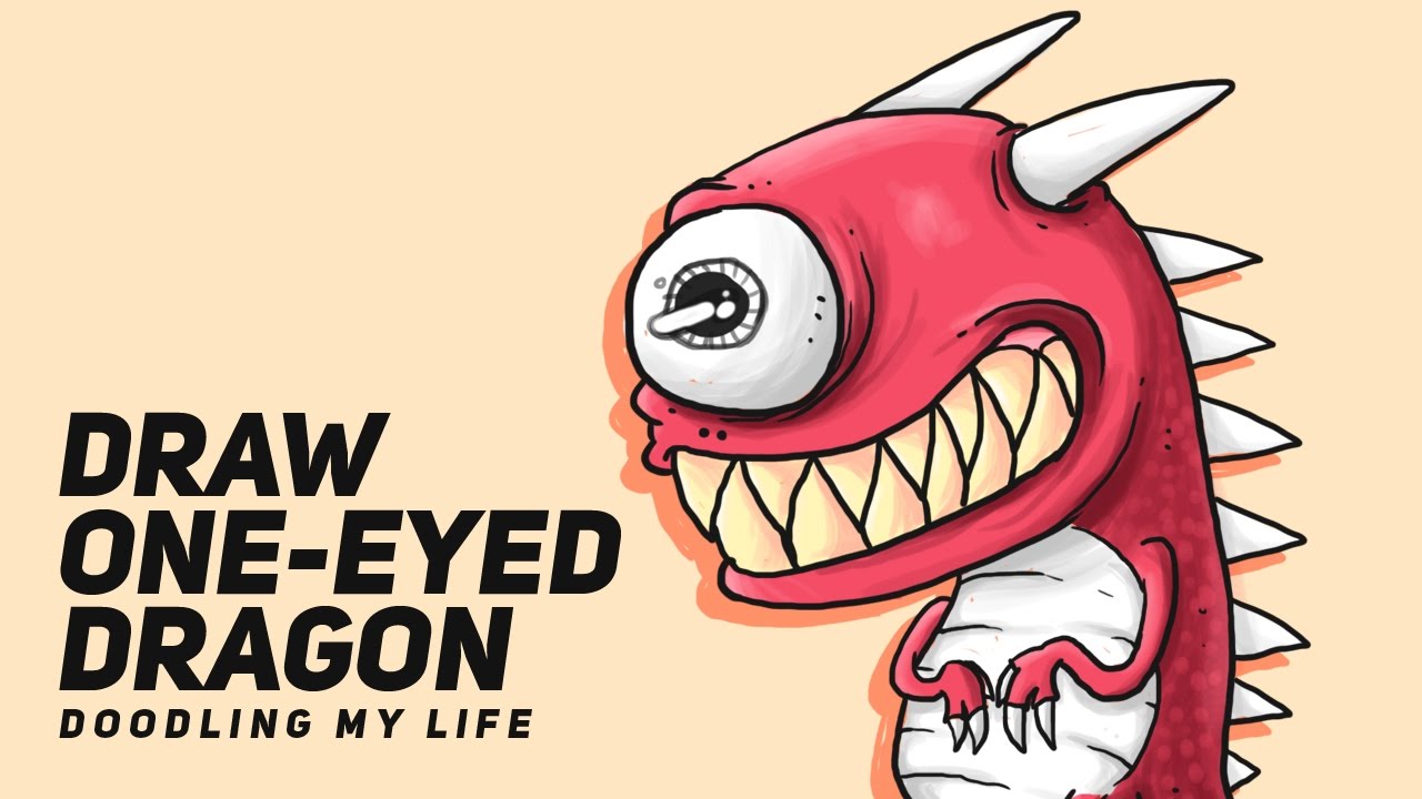 DRAW #40 How to draw one eyed dragon - draw monsters character - YouTube