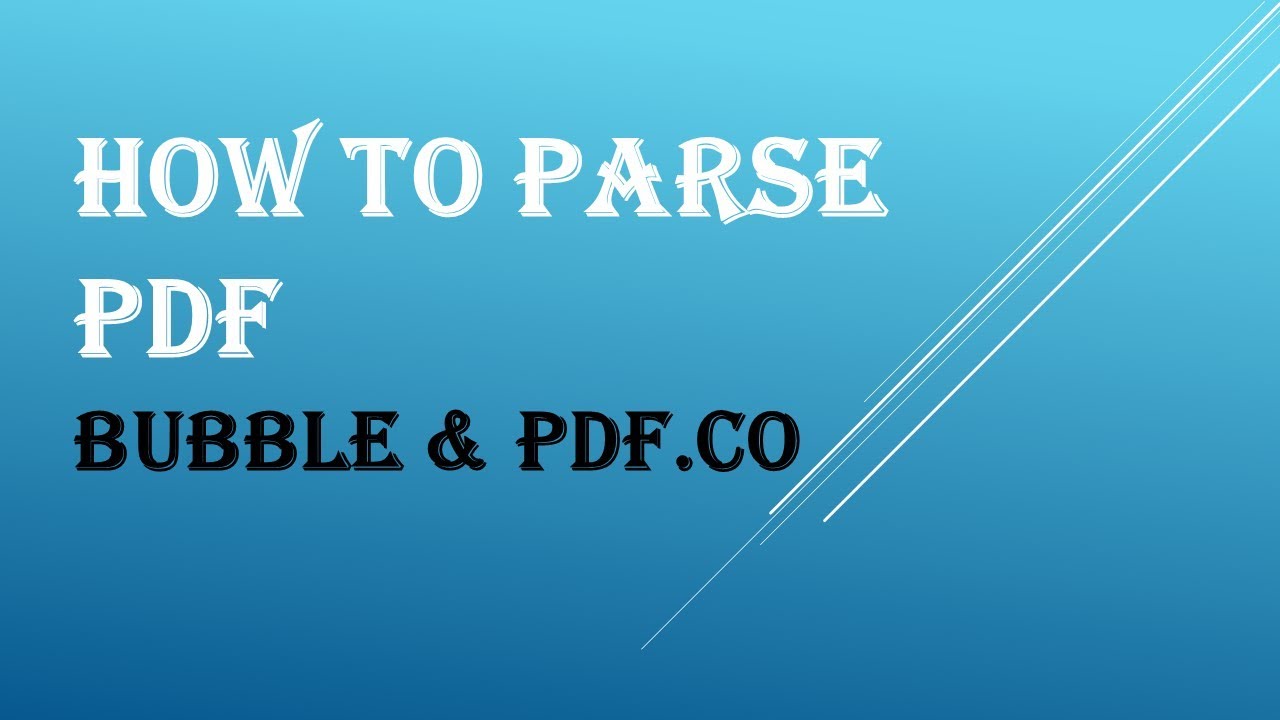 How to Parse PDF with Bubble API Connector - YouTube