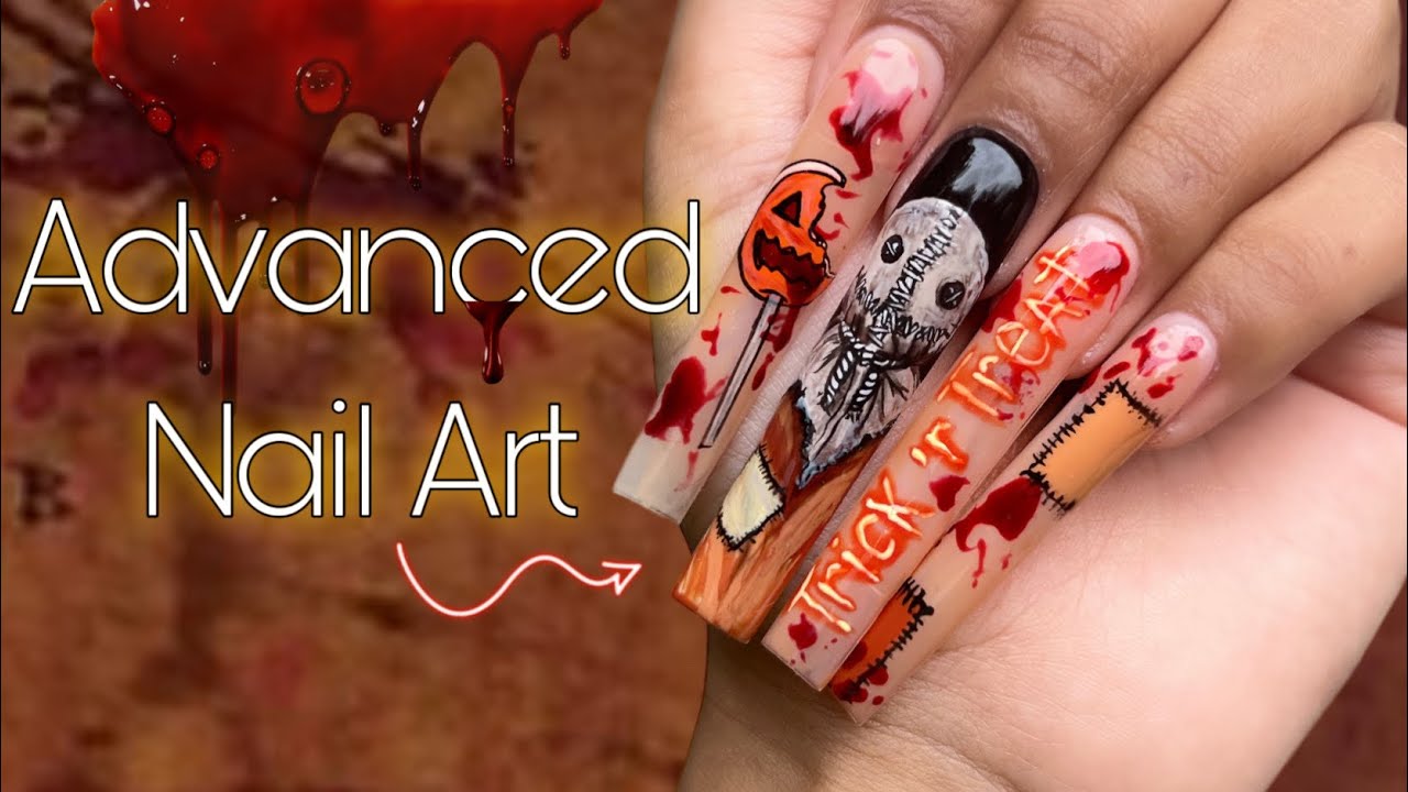 How to: Trick ‘r Treat Halloween Nail Art | Step By Step - YouTube