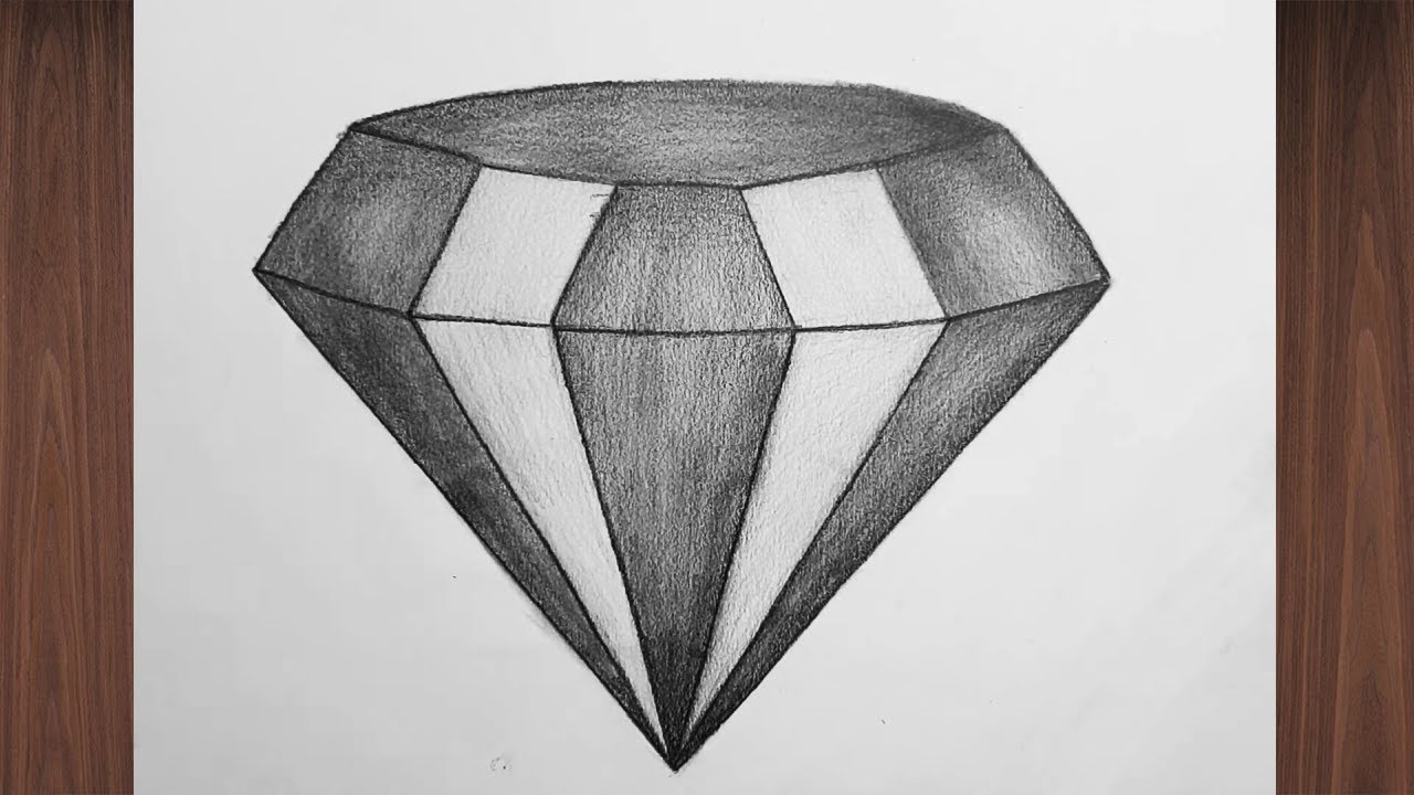 how to draw a diamond / step by step drawing easy diamond - YouTube