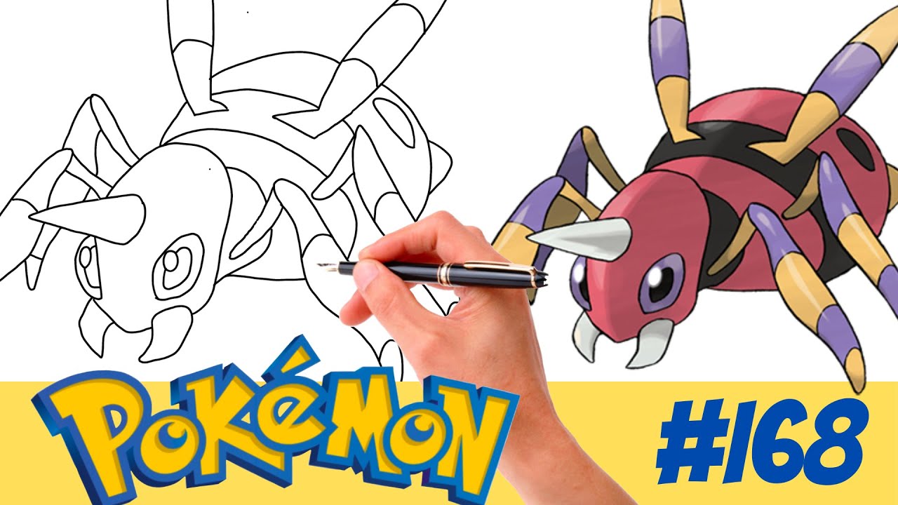Cómo dibujar ARIADOS POKEMON #168 | FÁCIL | Generación 2 - YouTube
