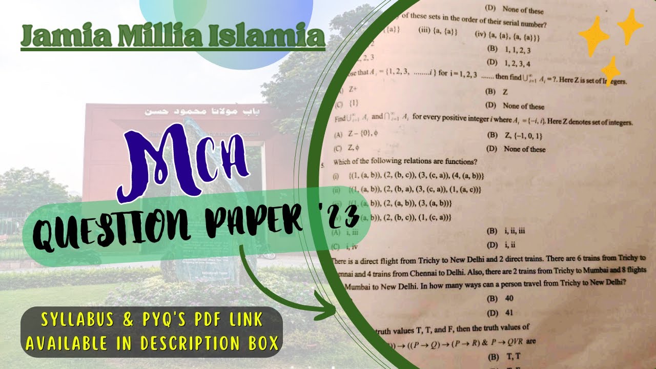 JMI MCA Original Question Paper - 2023 - YouTube