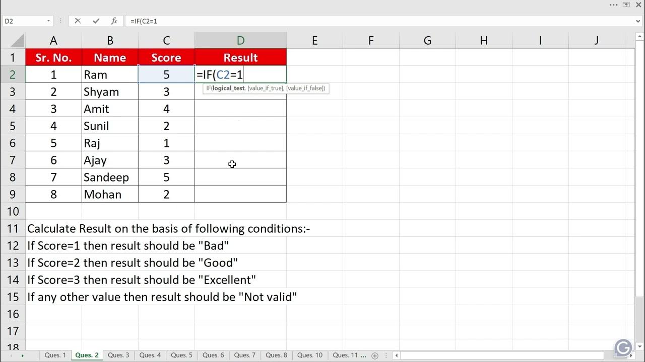 Excel Question || Excel Second Question || our computer classes ...