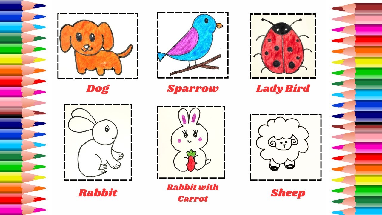 Cute Easy Animal Drawings for Kids - YouTube